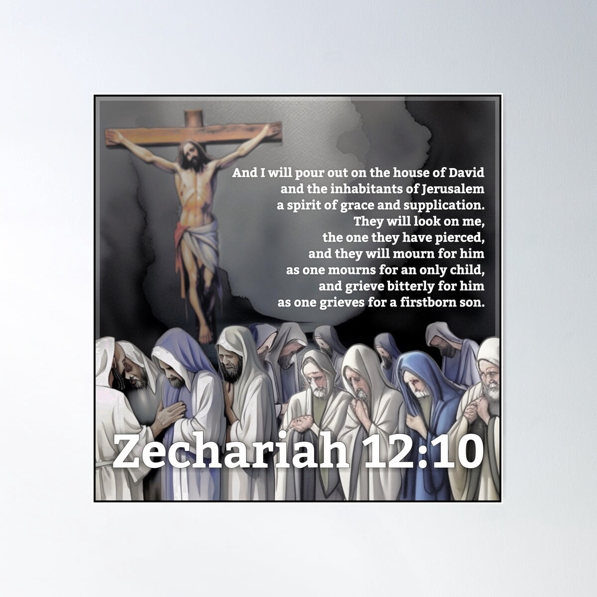 Zechariah 12:10 Poster Wall Art, Modern Wall Decor For Living Room ...