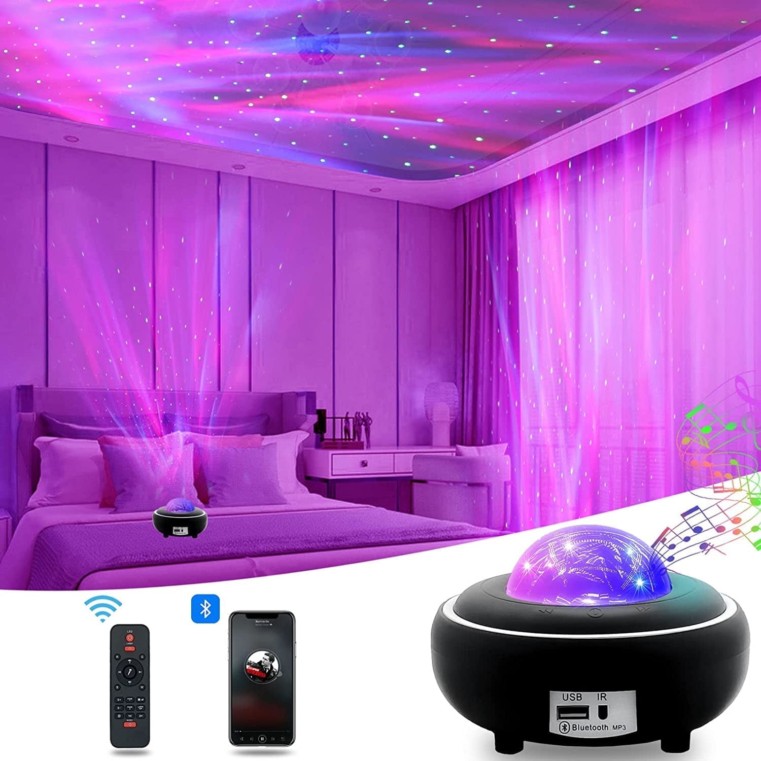 Onbeam Star Projector, LED Galaxy Moon Projector Night Light Aurora ...