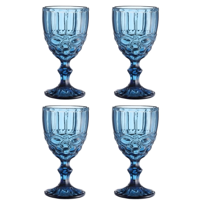 Zecic Set of 4 Elegant Embossed Champagne Goblets Wedding Glasswares ...