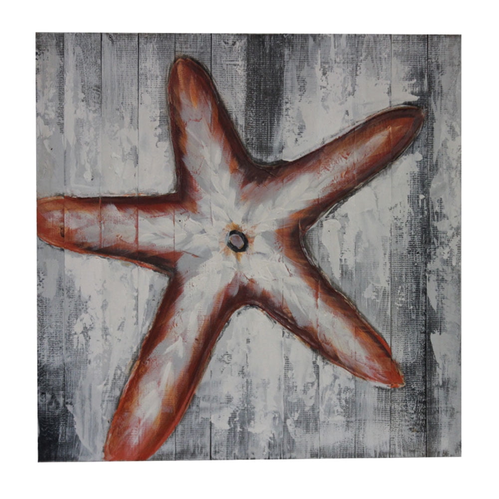 Zeckos 24 inch Square Starfish Design Oil Painting On Stretched Canvas ...