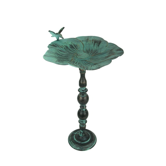 Zeckos 25 inch Verdigris Bird Bath Rustic Outdoor Water Basin Garden ...