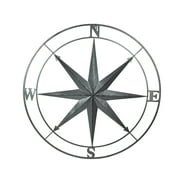DecMode Silver Metal Compass Wall Decor with Distressed Copper Like ...
