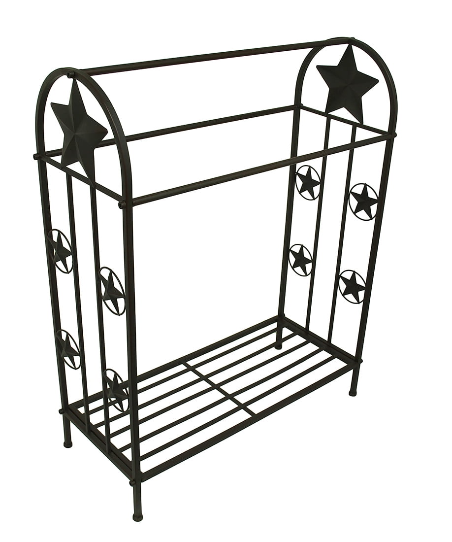Zeckos 36 inch Tall Western Stars Rustic Brown Metal Quilt Rack Stand ...