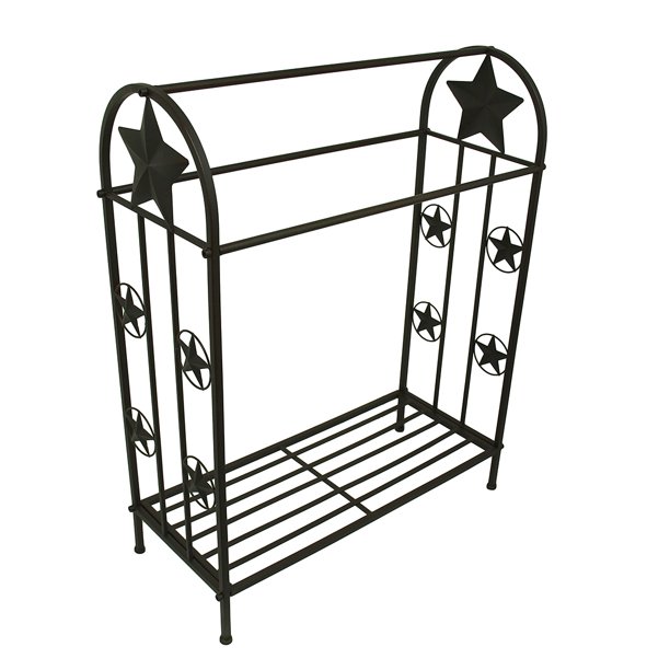 Zeckos 36 inch Tall Western Stars Rustic Brown Metal Quilt Rack Stand ...