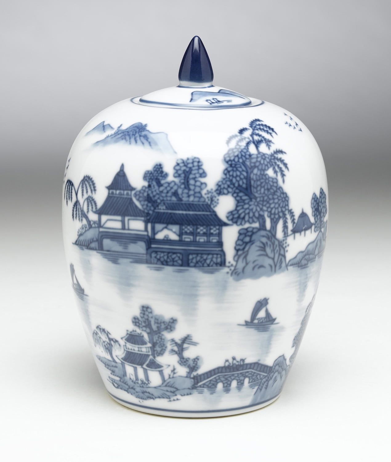 Zeckos AA Importing 59770 Blue And White Round Jar With Lid - Walmart.com