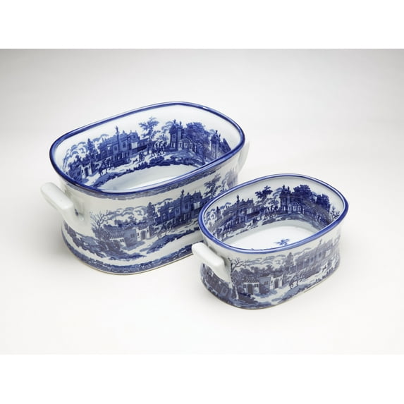 Zeckos AA Importing 59840 Blue And White Planter - Set of 2 - Walmart.com