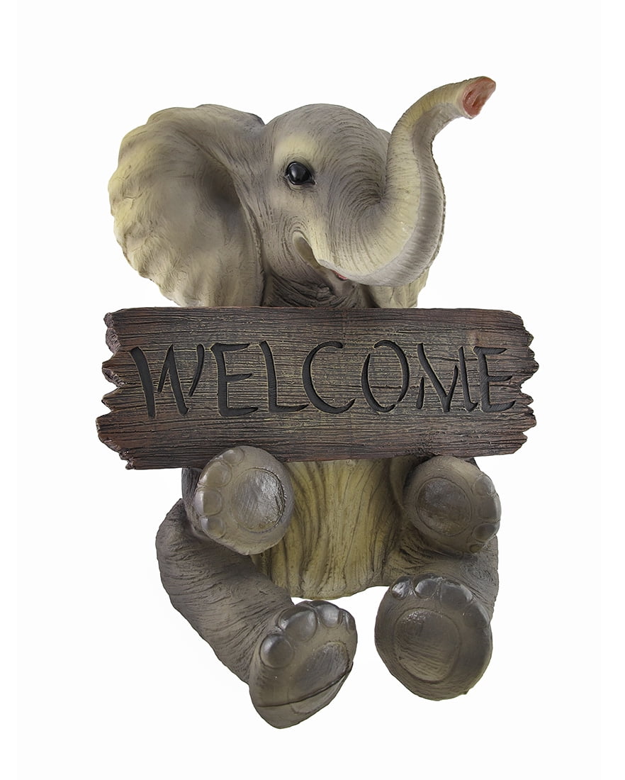 Zeckos Adorable Pachy Princess Baby Elephant Welcome Sign Home Decor ...