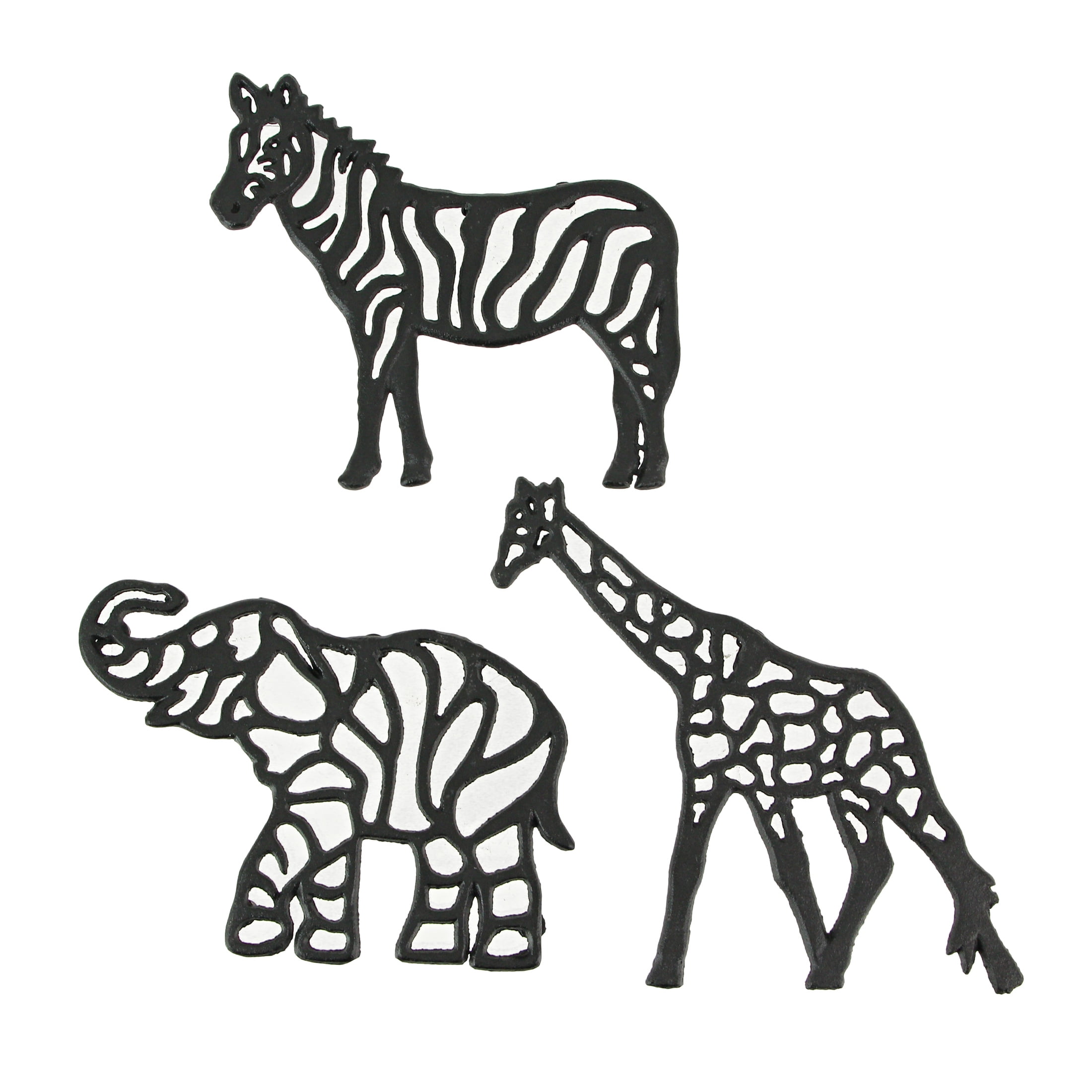 Zeckos Black Cast Iron Safari Animal Kitchen Trivets Set of 3 - Walmart.com