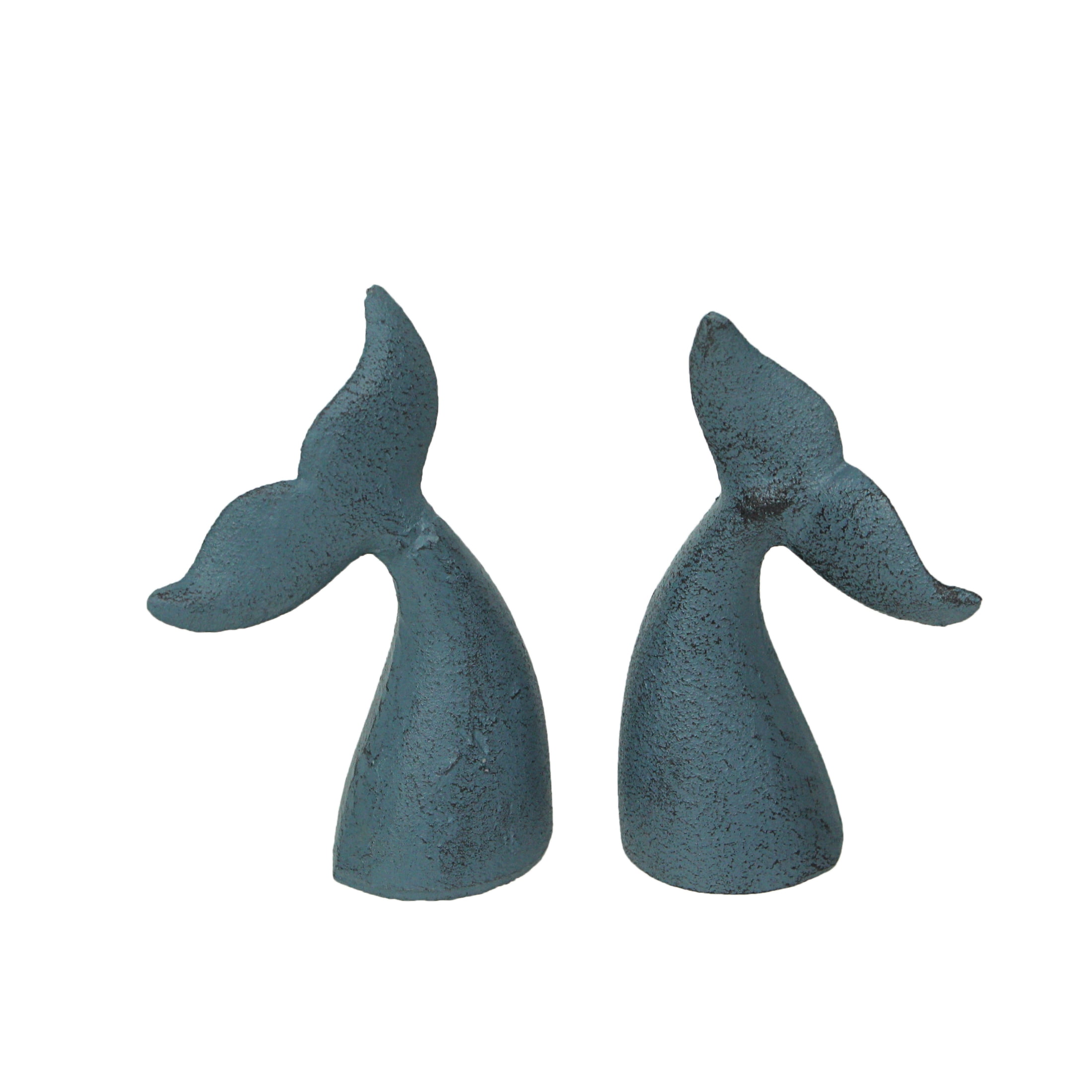 Zeckos Blue Cast Iron Whale Tail Bookends Nautical Home Decor Set of 2 ...