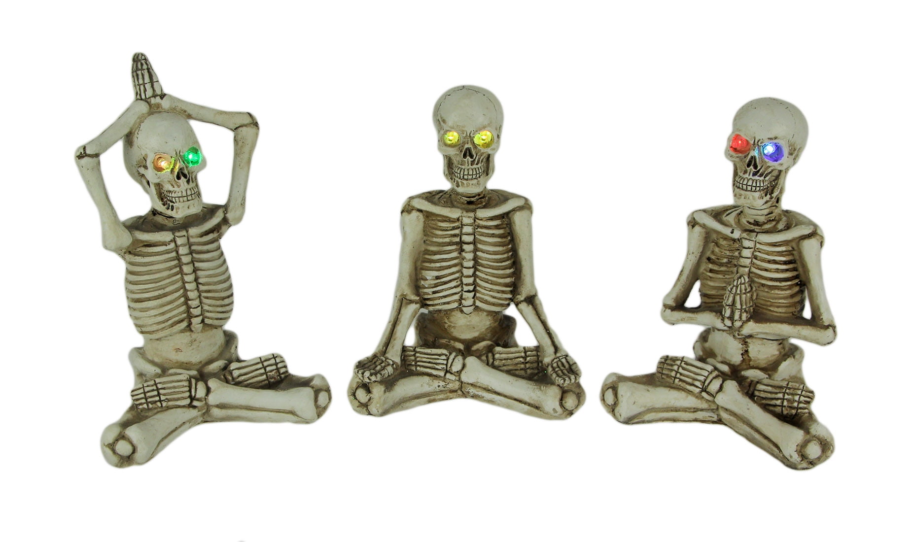 Zeckos Bone Stretchers Yoga Skeleton Figurines with Color Changing LED ...