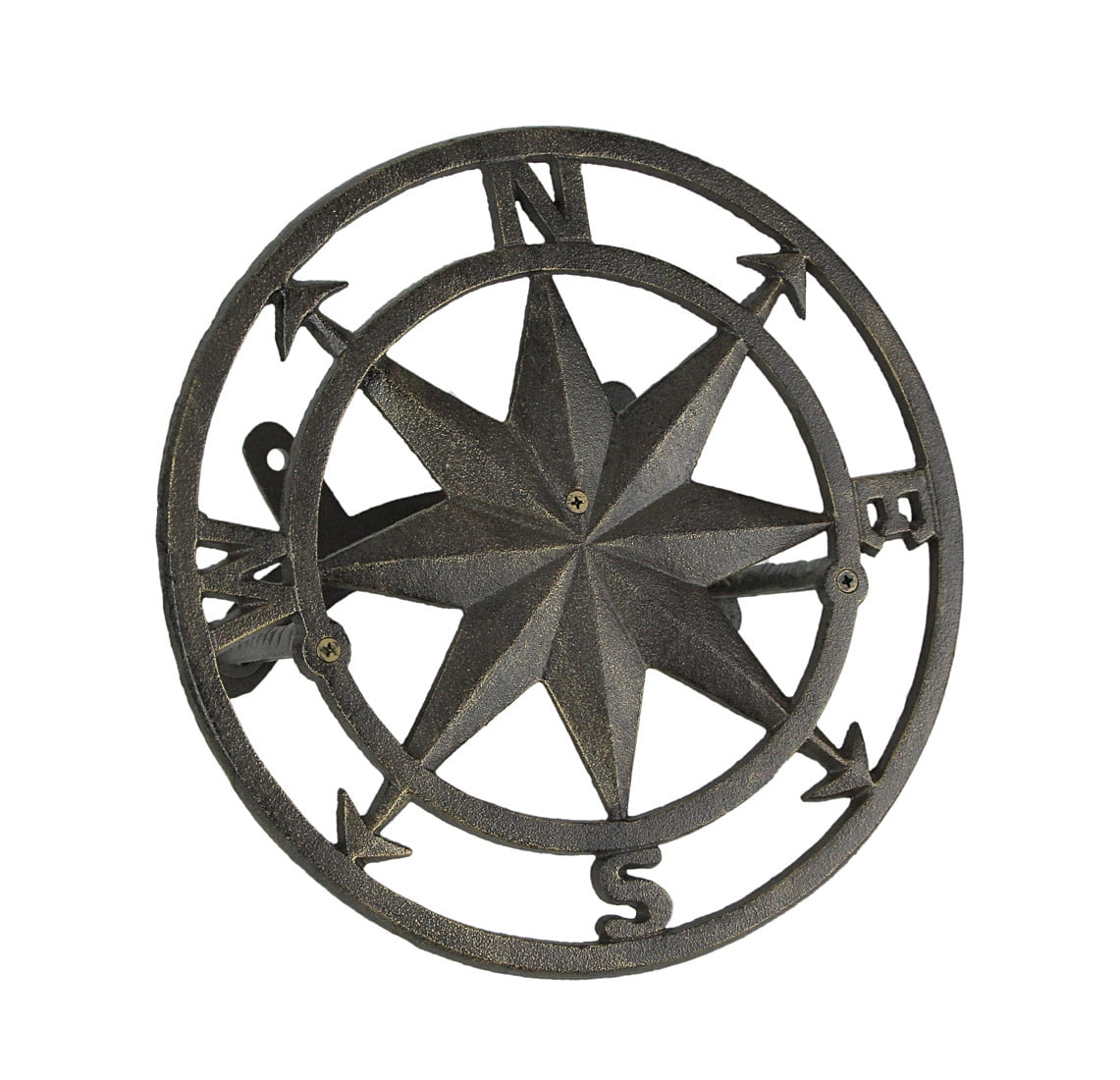 Zeckos Bronze Cast Iron Nautical Compass Rose Garden Hose Hanger ...