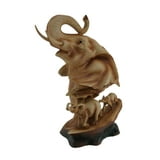 Zeckos Carved Wood Look Elephant Family Bust Tabletop Statue - Walmart.com