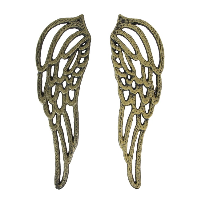 Zeckos Cast Iron Angel Wings Wall Sculpture Gold Set of Two - Walmart.com