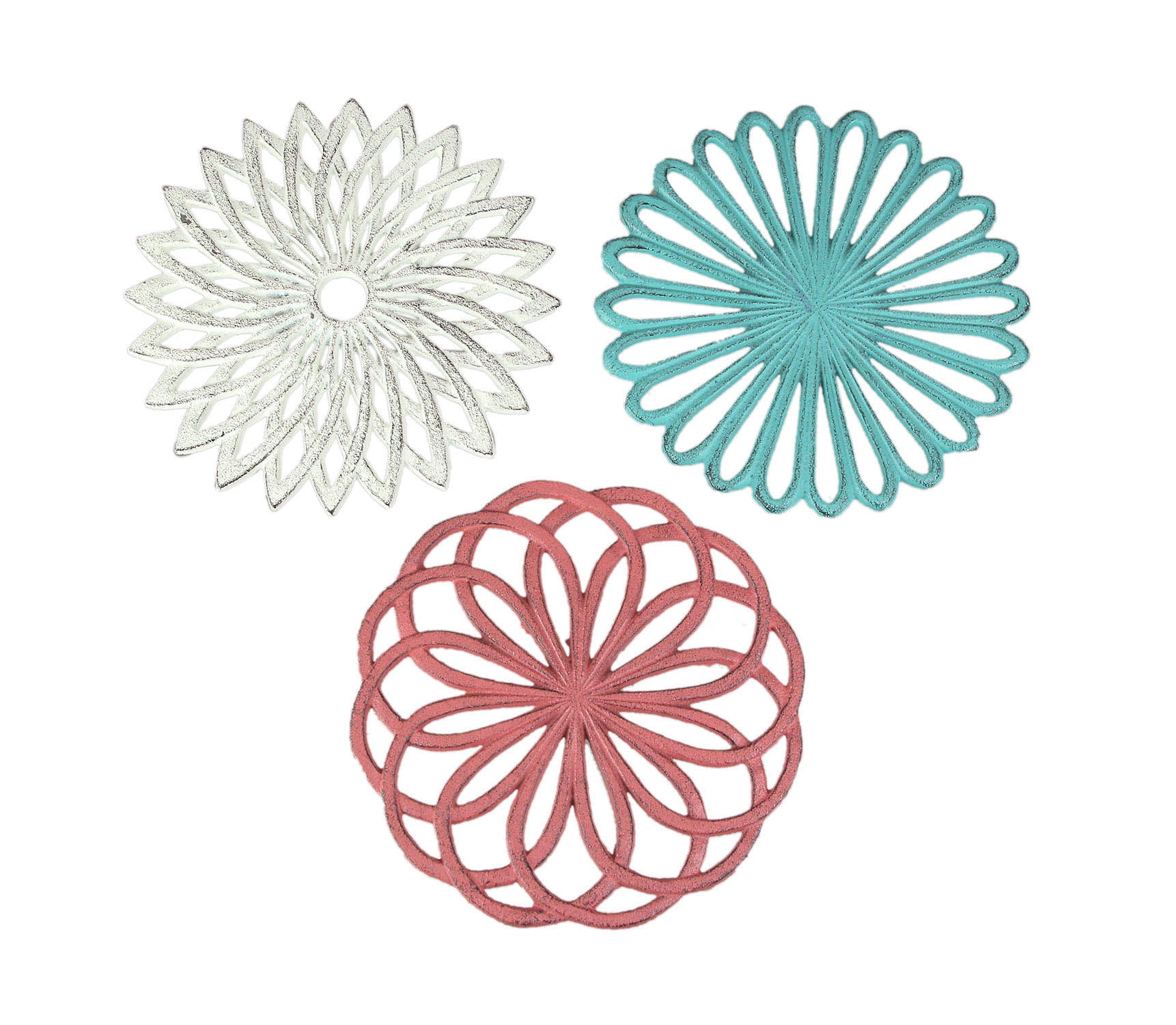 Zeckos Cast Iron Floral Bloom Kitchen Décor Trivets Set of 3 - Walmart.com