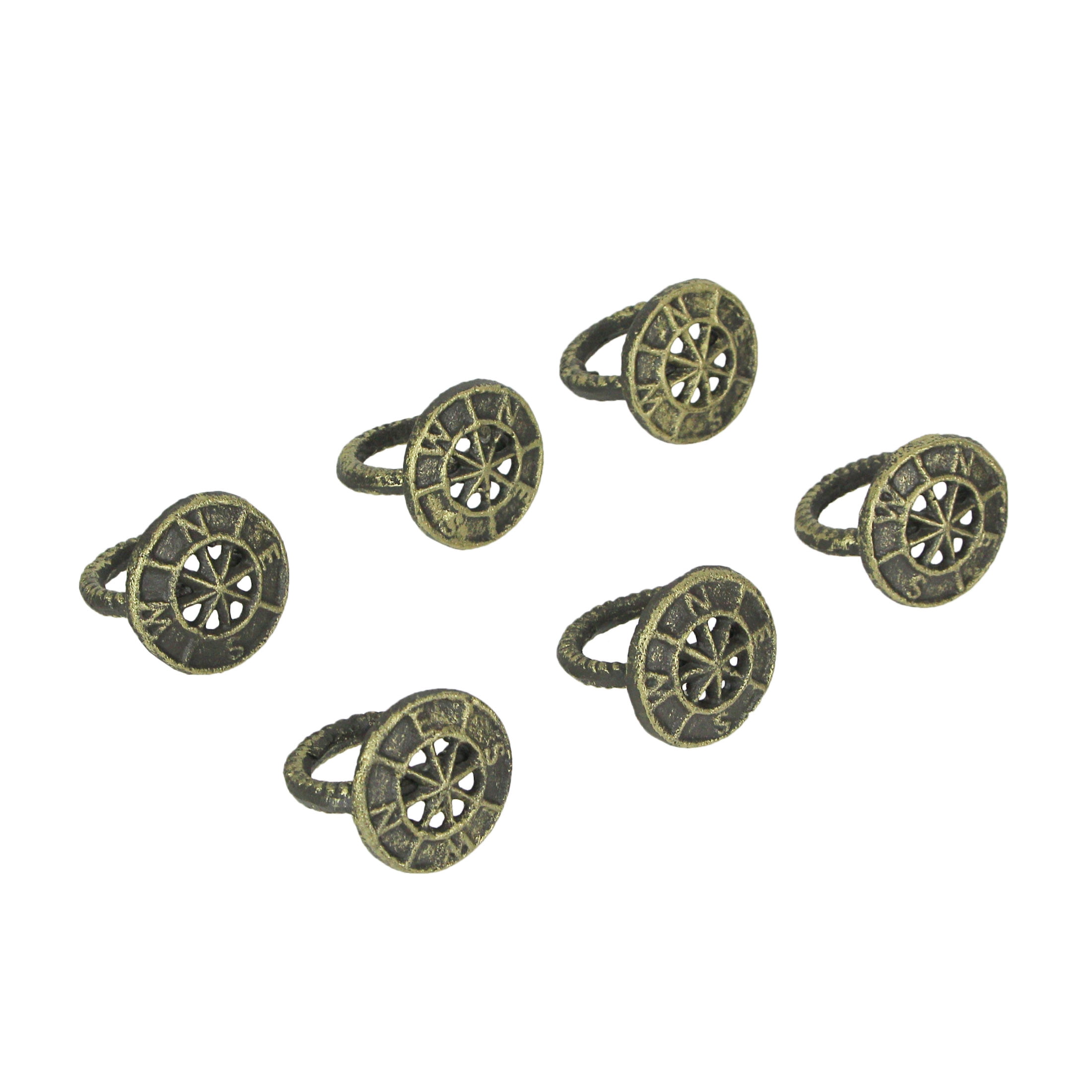 Zeckos Cast Iron Nautical Compass Rose Napkin Rings Set of 6 - Walmart.com