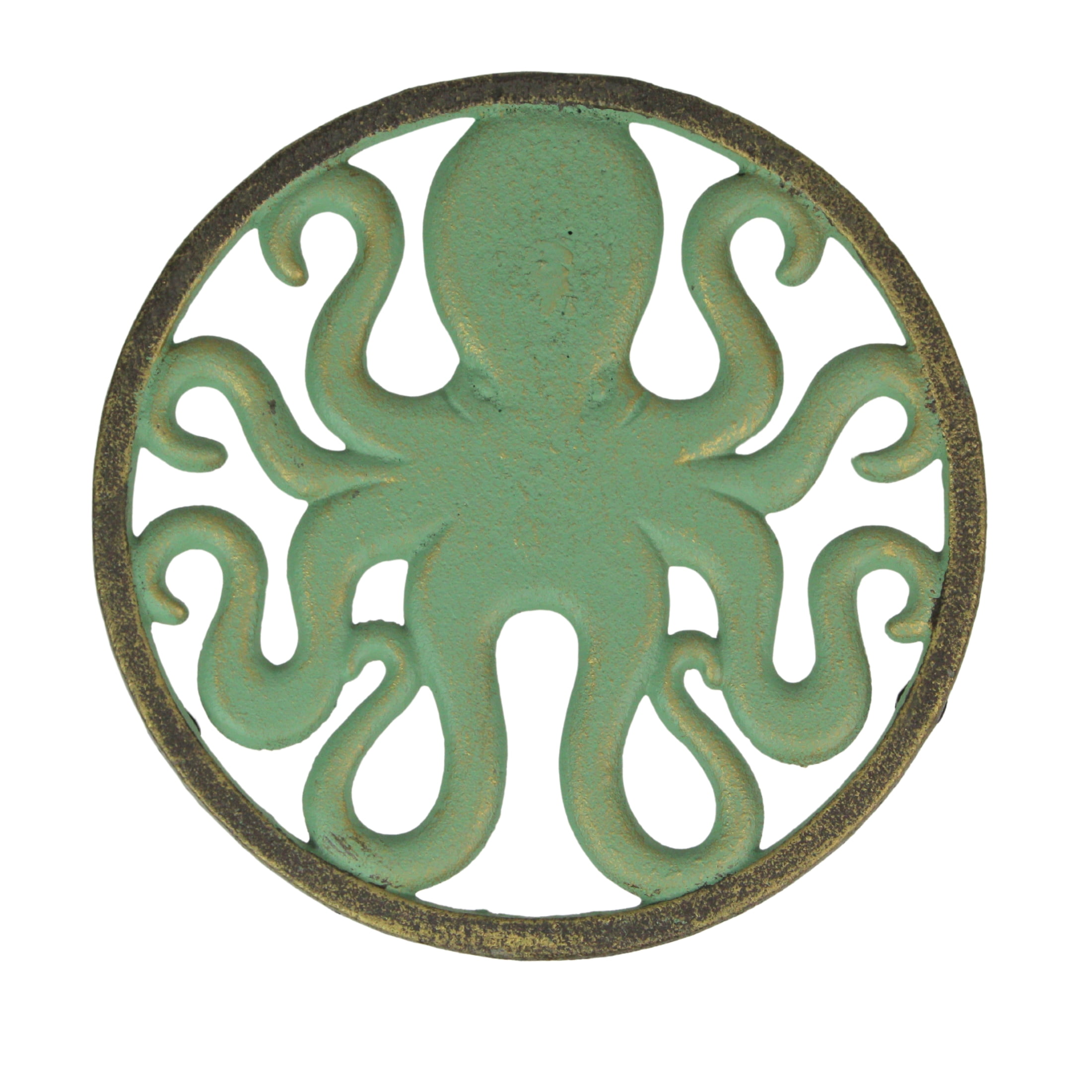 Zeckos Cast Iron Octopus Trivet – Verdigris/Bronze, 7.75", Heat ...
