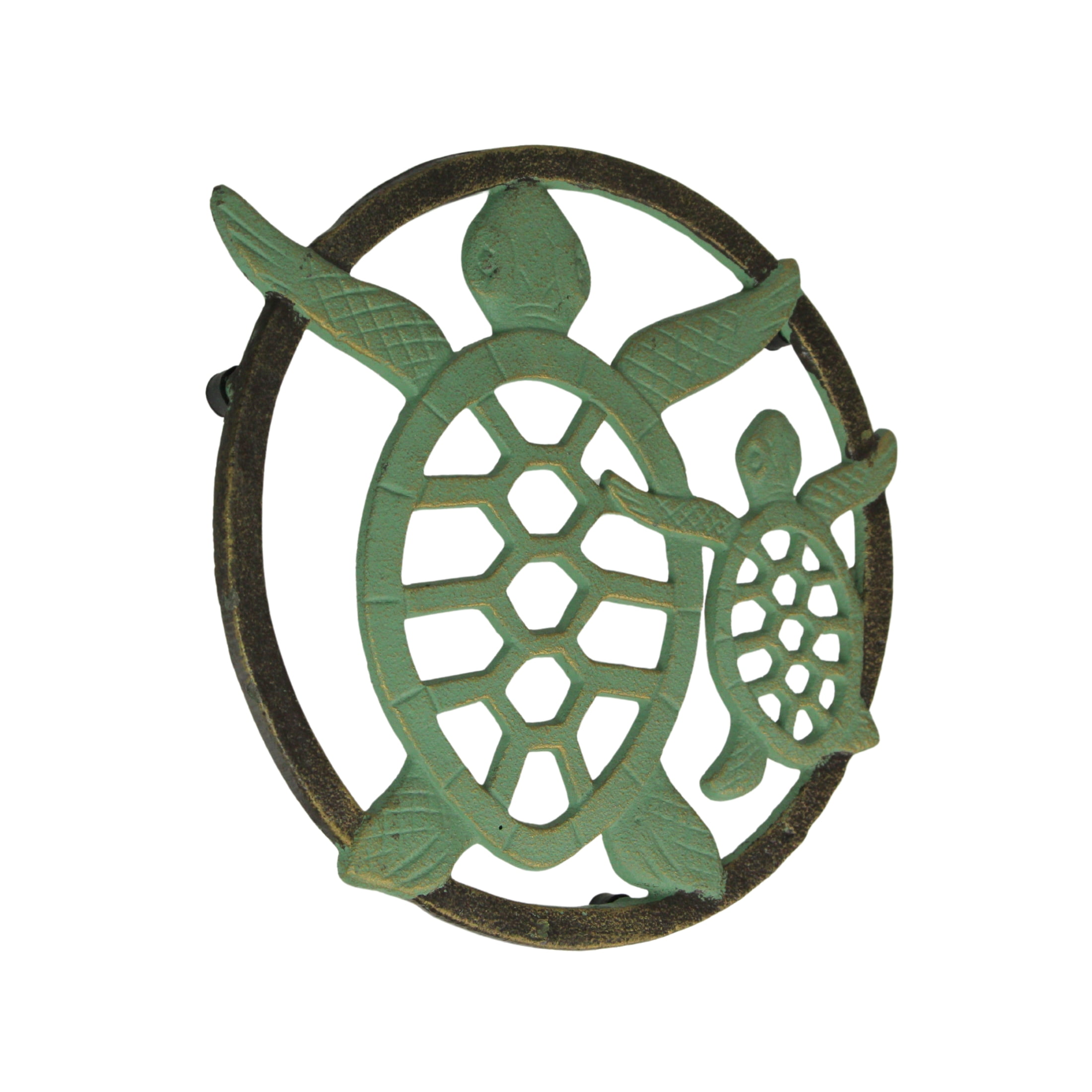 Zeckos Cast Iron Sea Turtle Trivet – Verdigris Finish, Bronze Accents ...