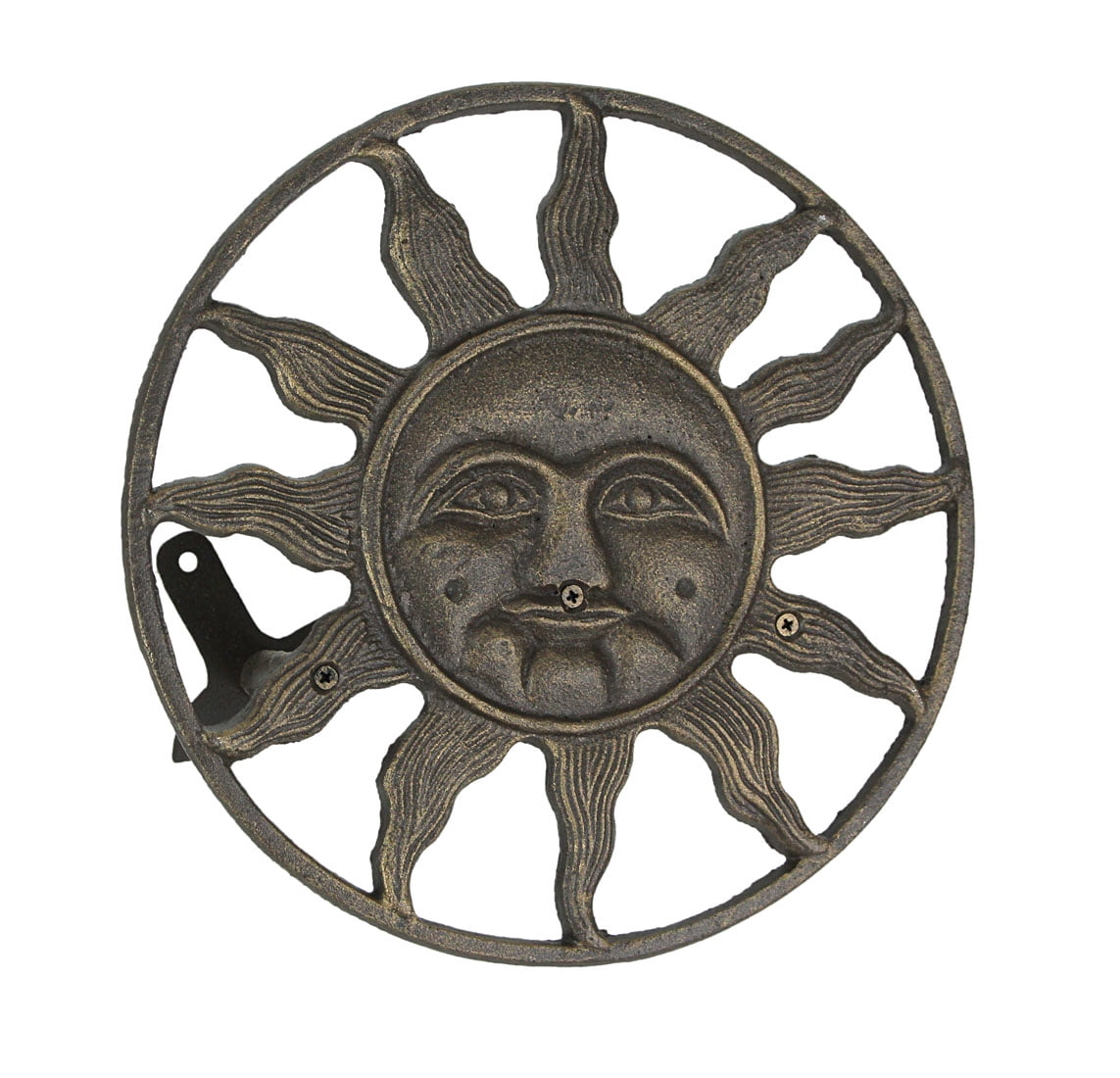 Zeckos Cast Iron Sun Face Wall Mounted Garden Hose Hanger Garden Decor ...