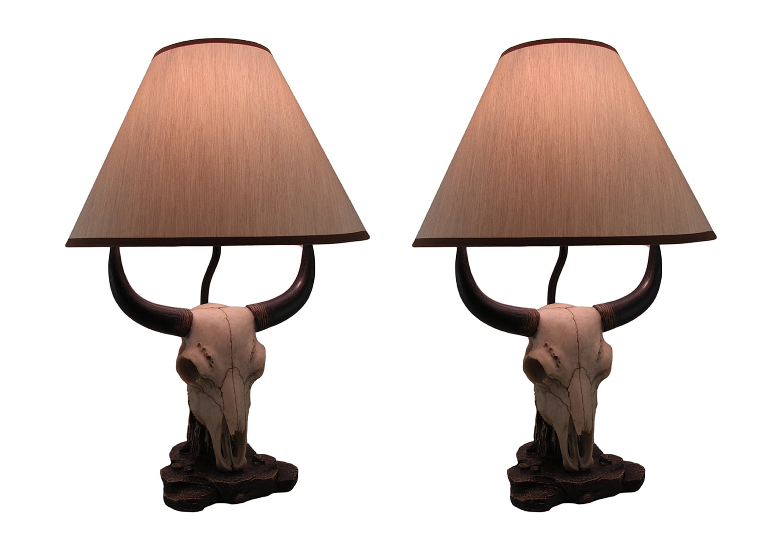 Zeckos Cattle Ranch Bovine Cow Skull Table Lamps Set of 2 - Walmart.com