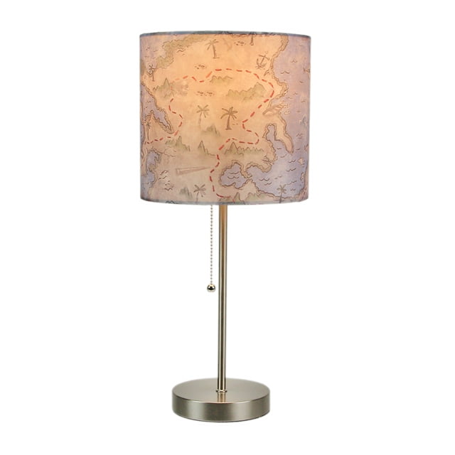 Zeckos Decorative Treasure Map Brushed Nickel Accent Lamp Coastal ...