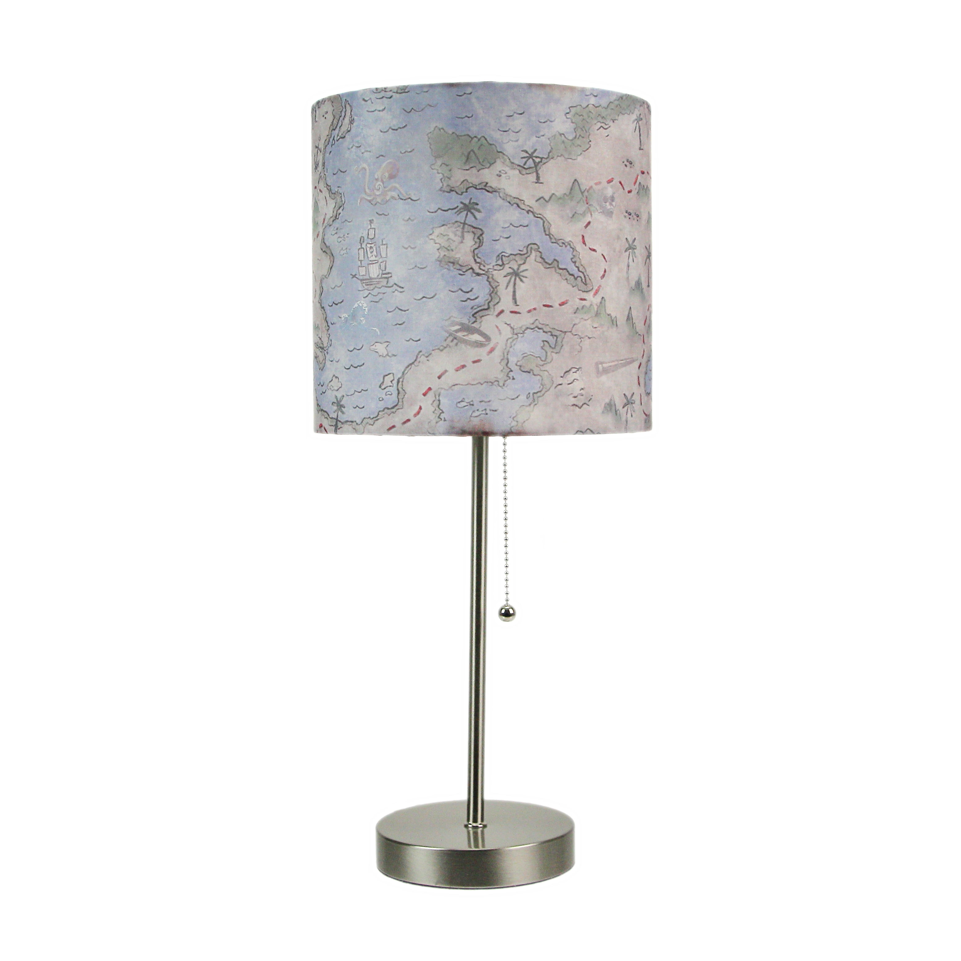 Zeckos Decorative Treasure Map Brushed Nickel Accent Lamp Coastal ...