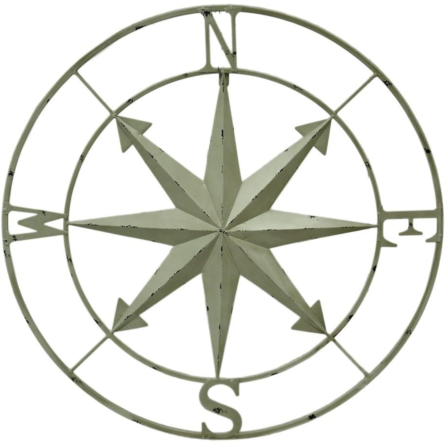 Zeckos Distressed Metal Indoor/Outdoor Compass Rose Wall Hanging 28 ...