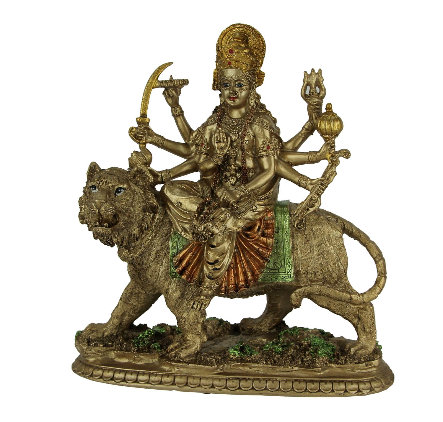 Zeckos Durga Supreme Hindu Goddess Riding On Tiger Resin Statue 9.5 ...