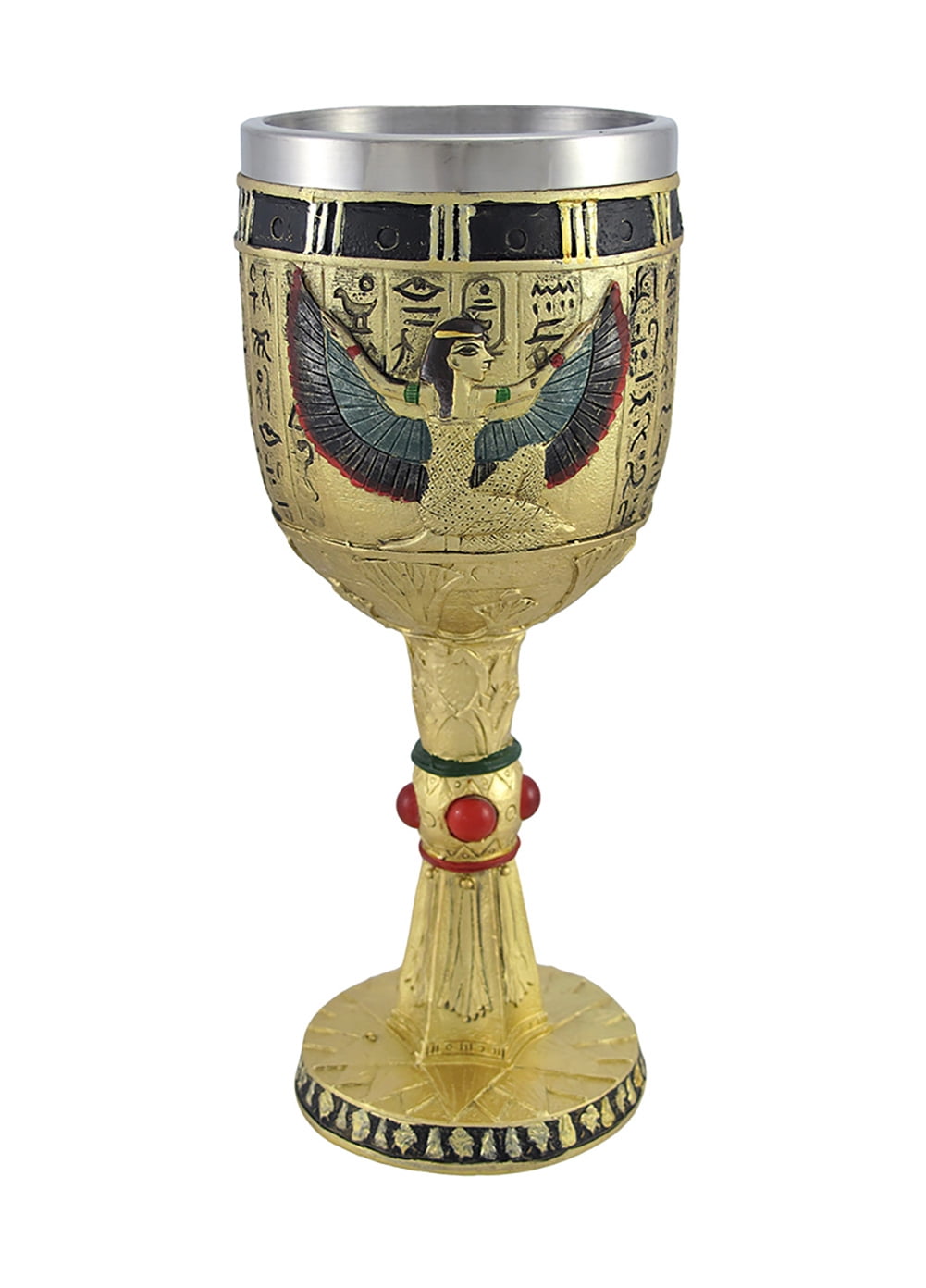 Zeckos Egyptian Winged Isis Golden Wine Goblet 6 oz. 7.25 inches High ...