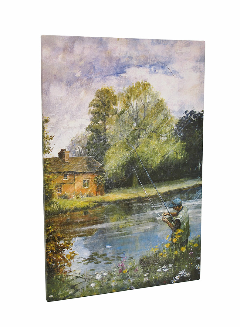 Zeckos Fly Fishing on the River Printed Canvas 36 in. X 24 in ...