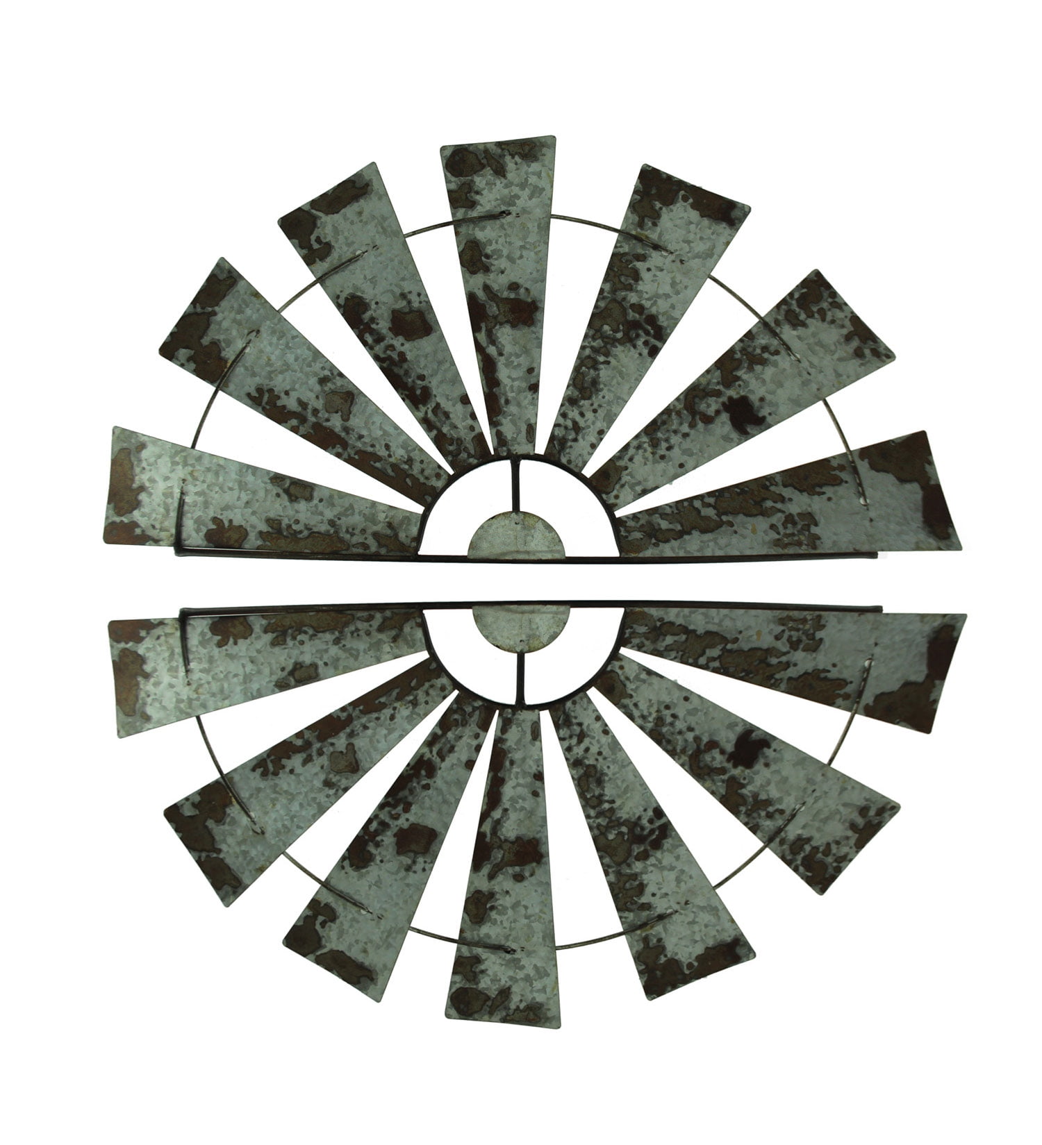 Zeckos Galvanized Metal Half-Windmill Wall Sculptures 34 inch Set of 2 ...