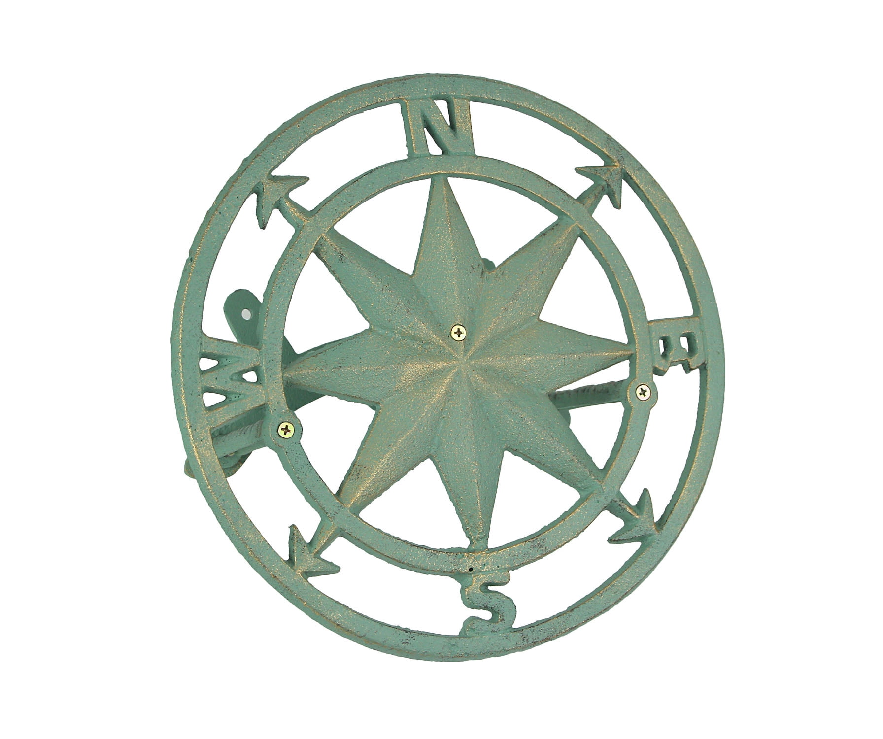 Zeckos Green Cast Iron Nautical Compass Rose Wall Mounted Hose Holder ...