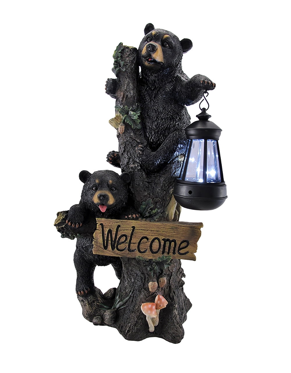 Zeckos Little Rascals Climbing Bear Cubs Solar Light Welcome Statue ...
