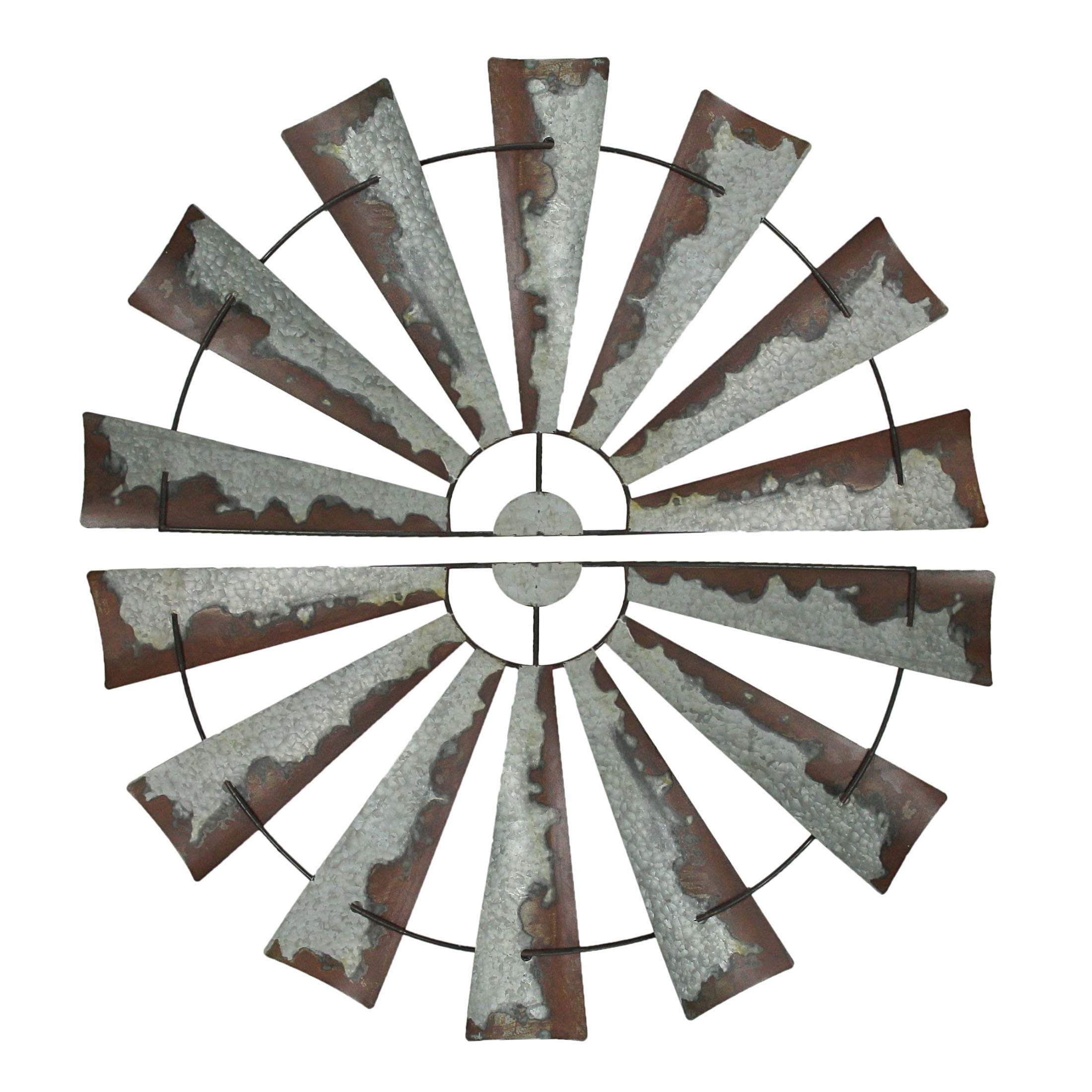 Zeckos Metal Half-Windmill Farmhouse Wall Sculptures 48 inch Set of 2 ...