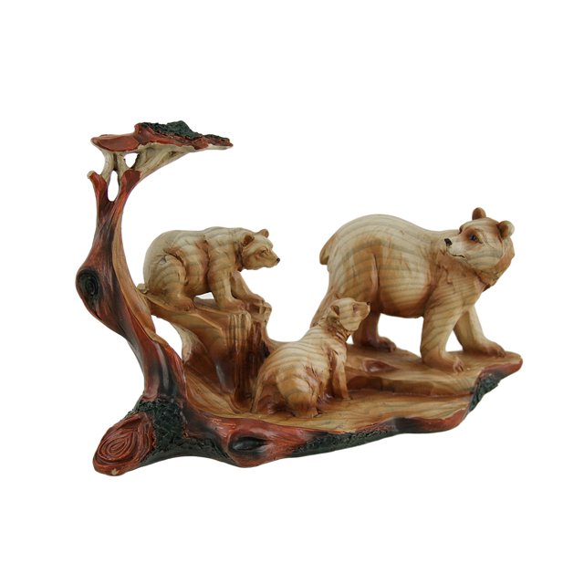 Zeckos Mother Bear and Cubs Carved Wood Look Resin Statue - Walmart ...