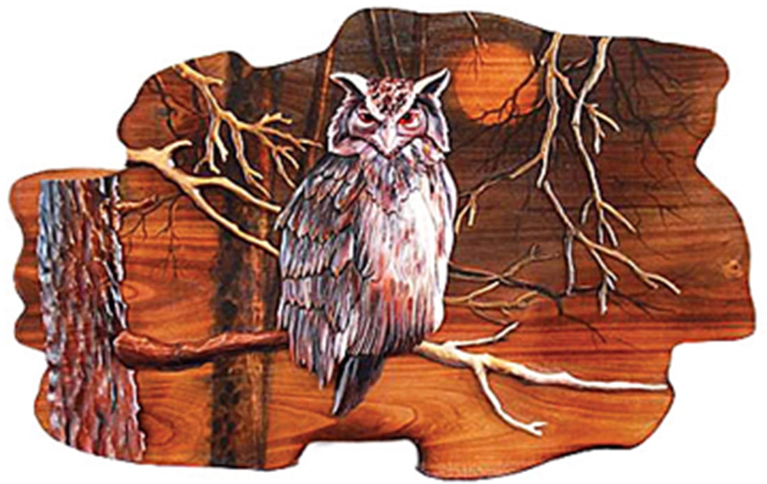 Zeckos Owl Hand Crafted Intarsia Wood Art Wall Hanging 23 X 15 X 2.5 ...