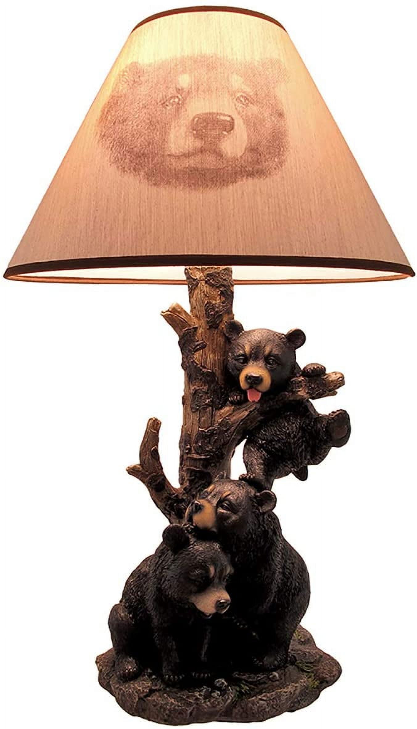 Zeckos Rustic Black Bear Family Table Lamp - Lodge-Inspired Home ...
