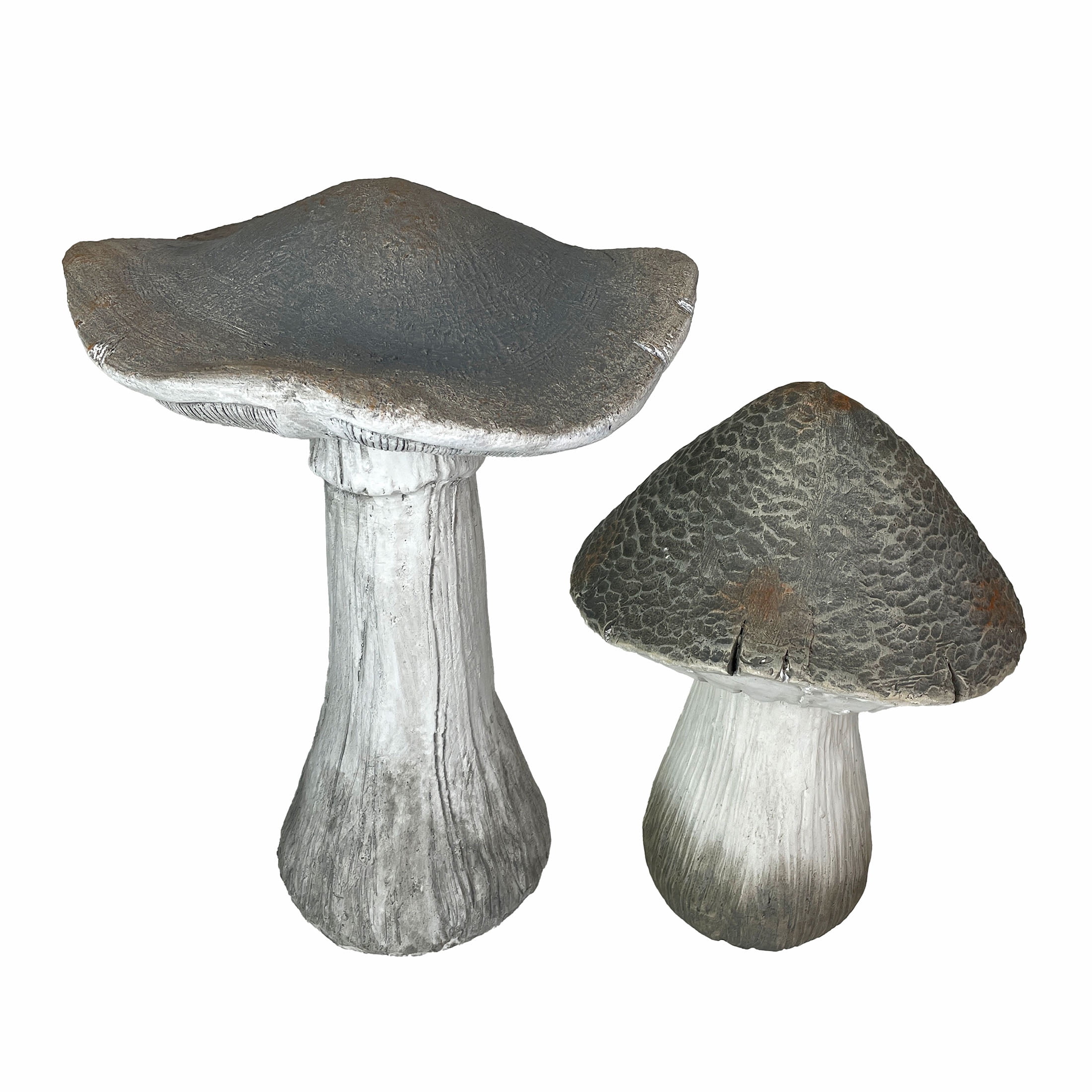 Zeckos Set of 2 MGO Mushroom Statues, 14" & 17" Tall, Garden Decor ...