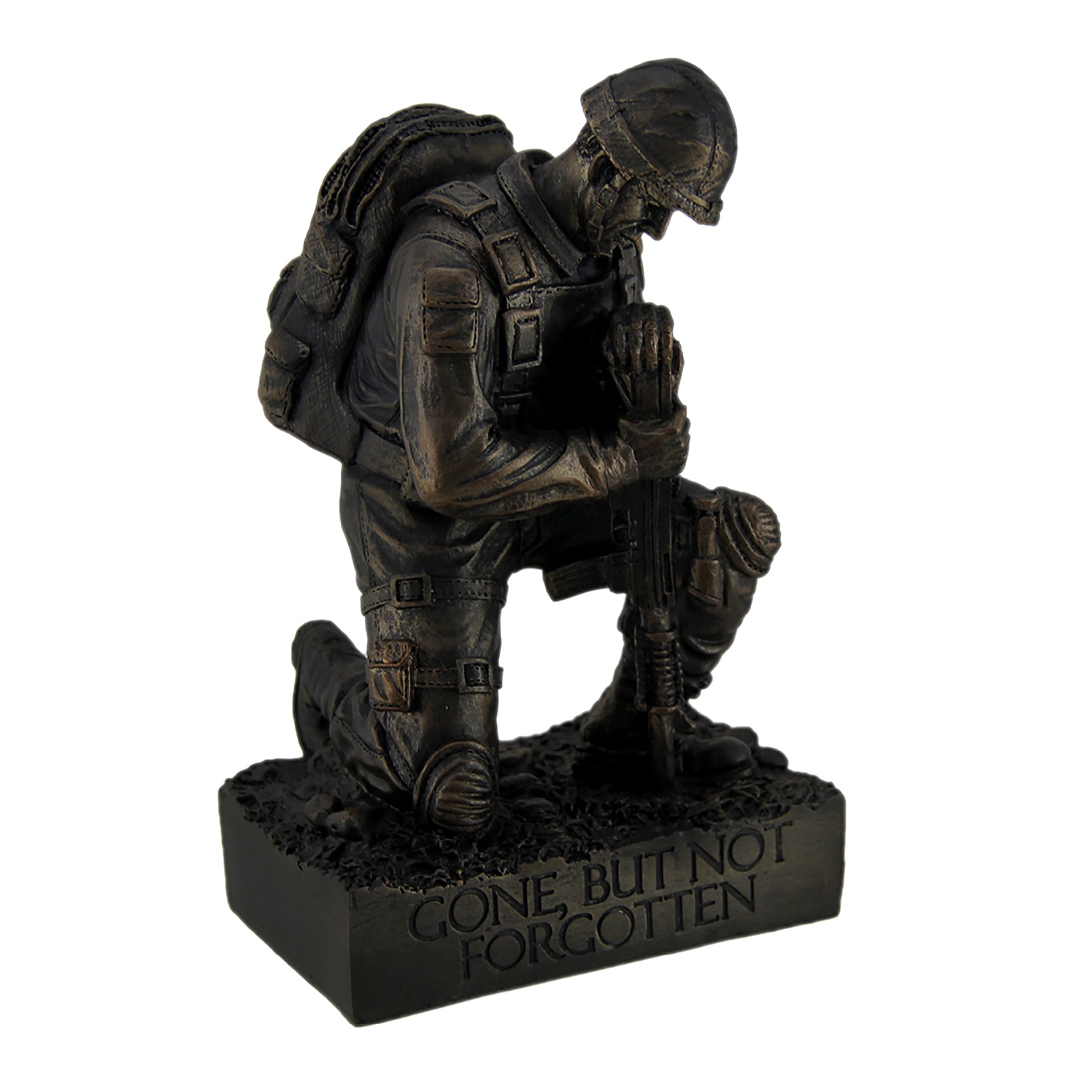 Zeckos Antique Bronze Kneeling Military Soldier with Rifle Garden ...