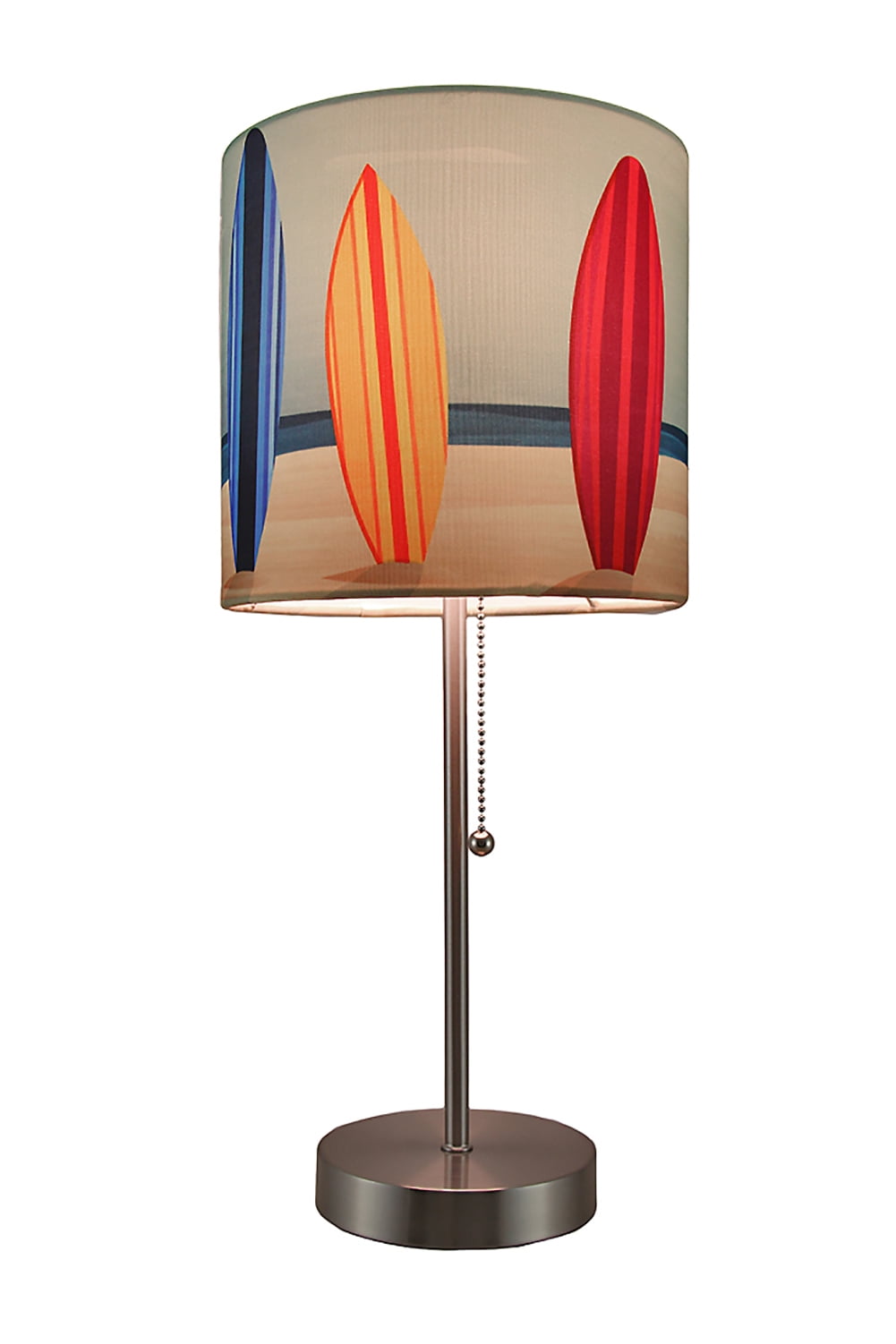 Zeckos Stainless Steel Accent Lamp with Surfboard Shade Beach Decor ...