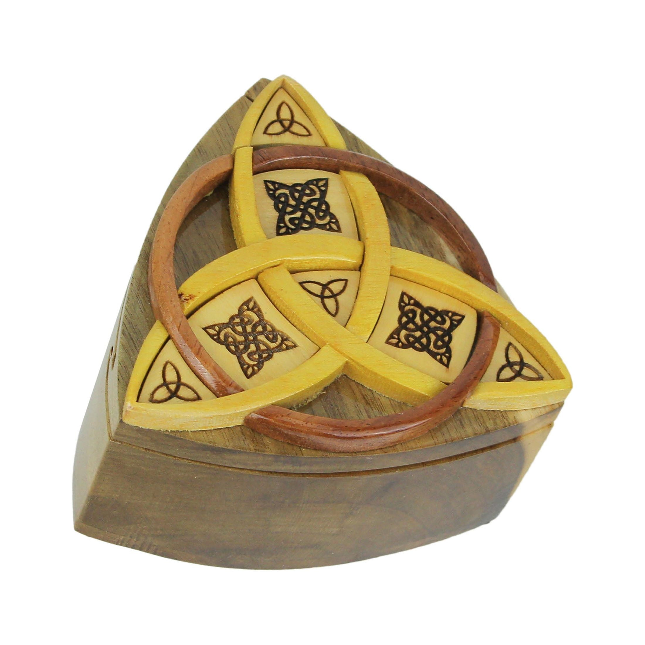 Zeckos Triquetra Celtic Knots Hand Crafted Wood Trinket/Puzzle Box ...