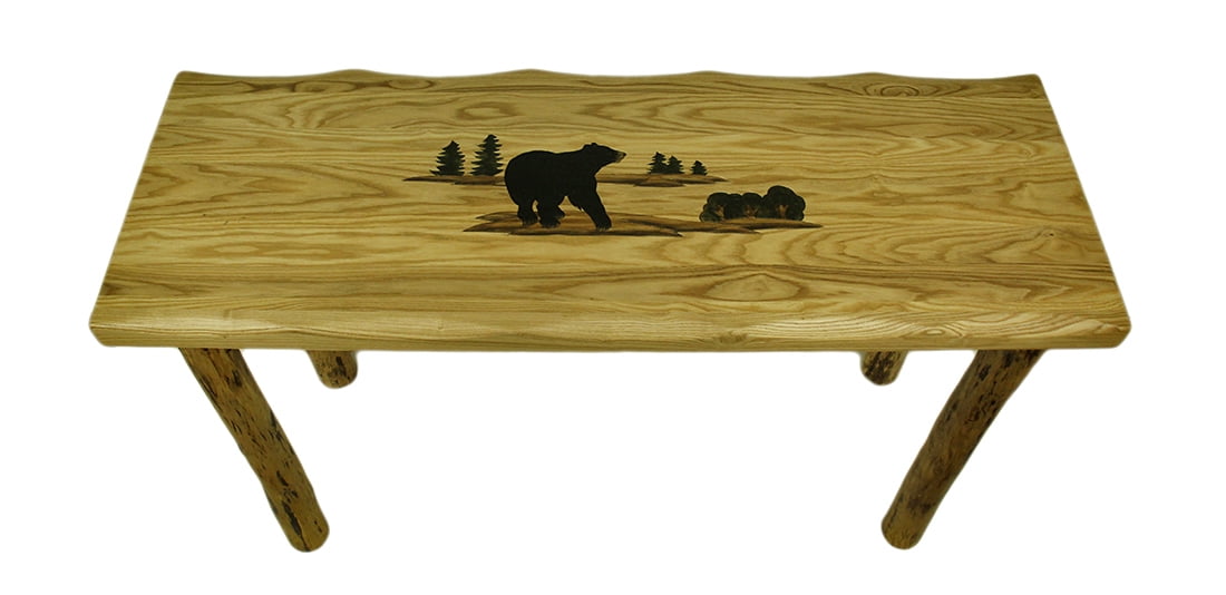 Zeckos Walking Bear Hand Crafted Rustic Solid Wood Sofa Table 47 in ...