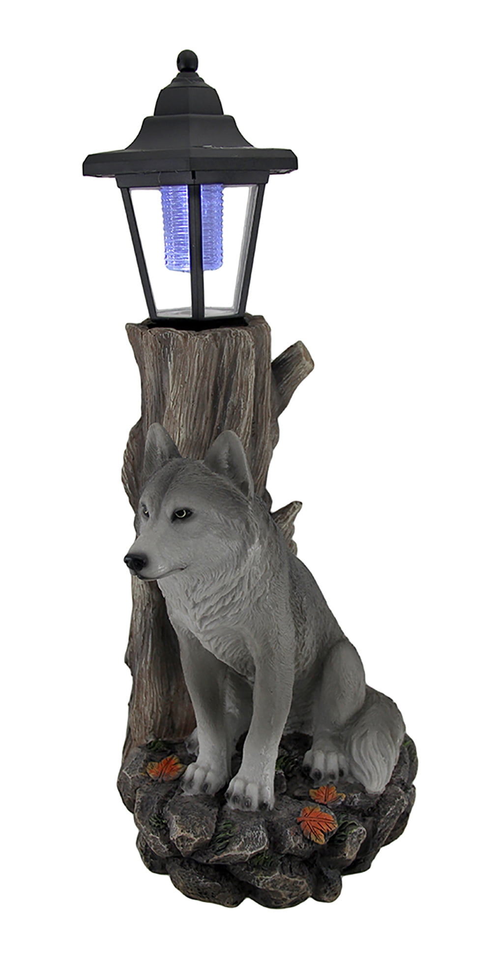 Zeckos Watchful Wolf Sculptural Solar Lantern Statue for Garden ...