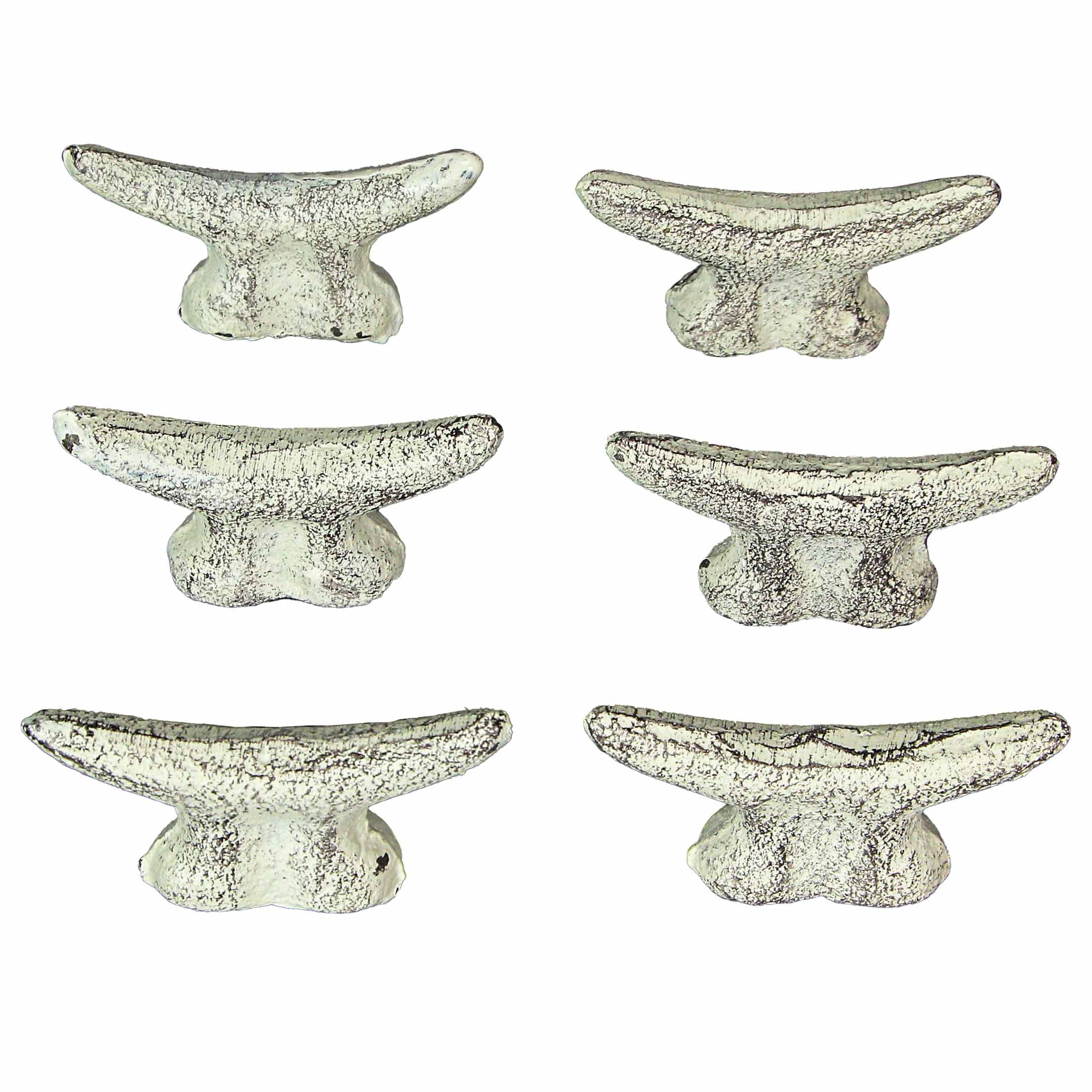 Zeckos White Cast Iron Nautical Boat Cleat Drawer Pulls Set of 6 ...