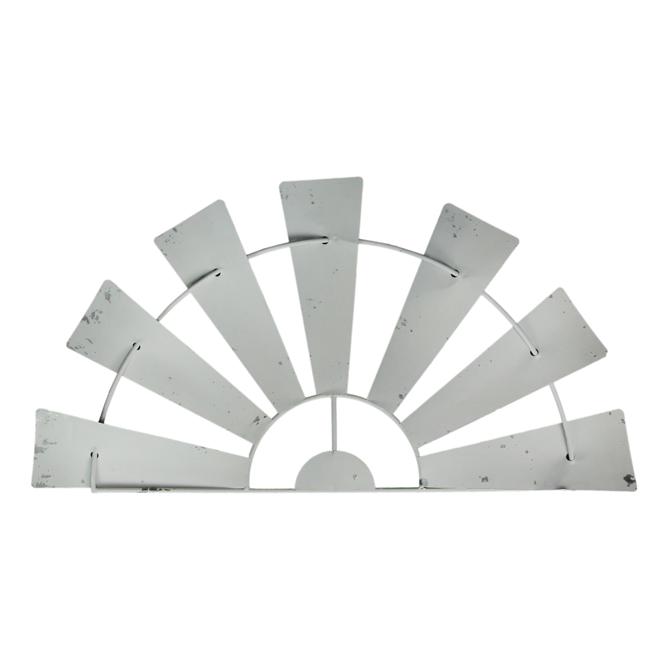 Zeckos White Weathered Metal Half-Windmill Wall DÃ©cor, Rustic ...