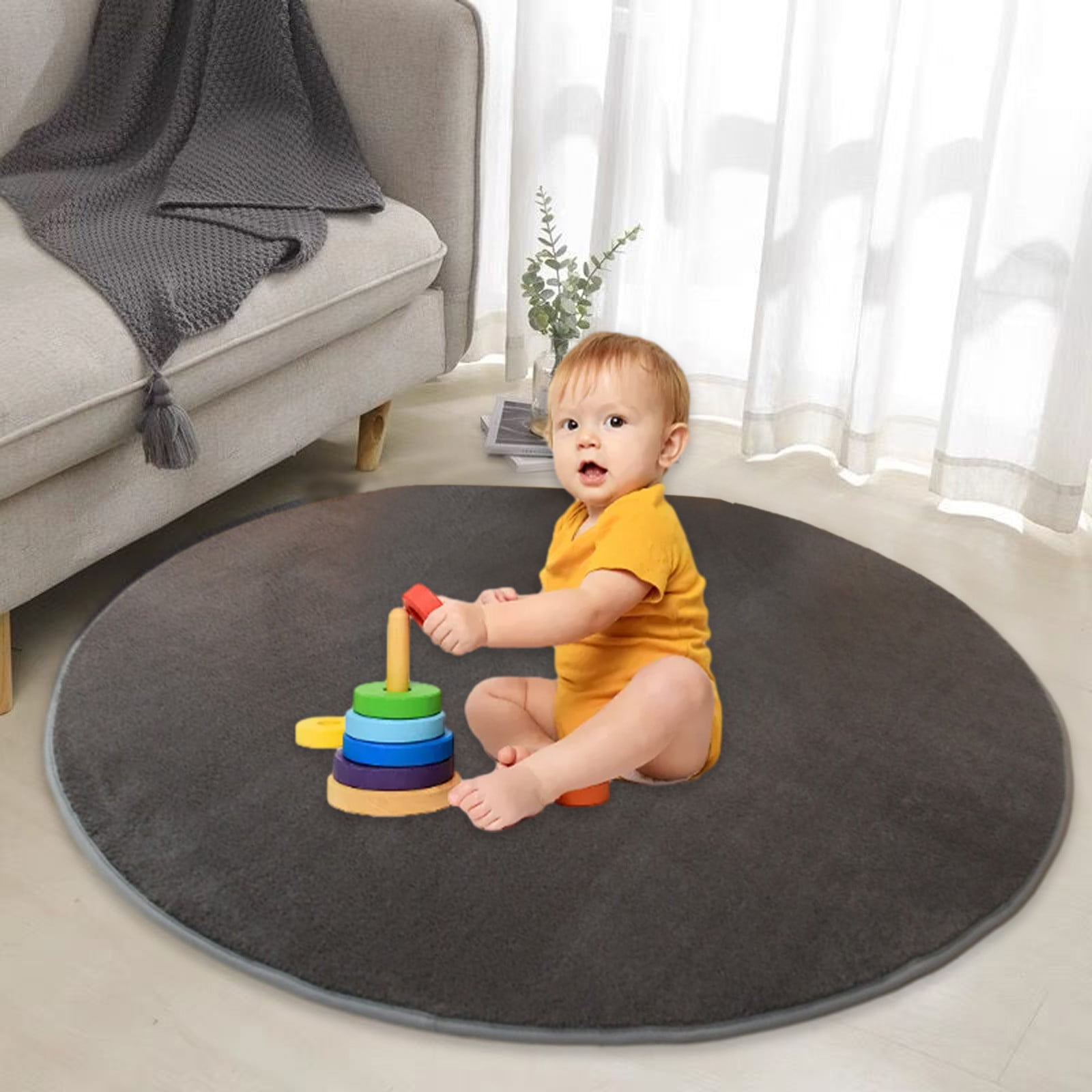 Zedker 80cm Round Rug for Boys Bedroom, Soft Circle Fluffy Rugs for ...