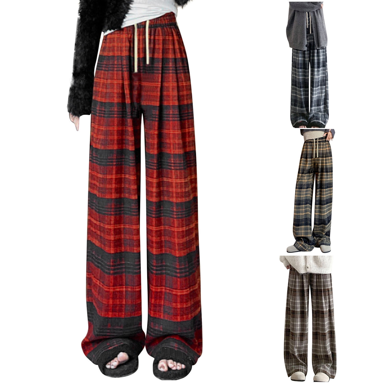 Zedker Baggy Pants for Women Plaid Goth Pants Alt Clothing Alternative ...