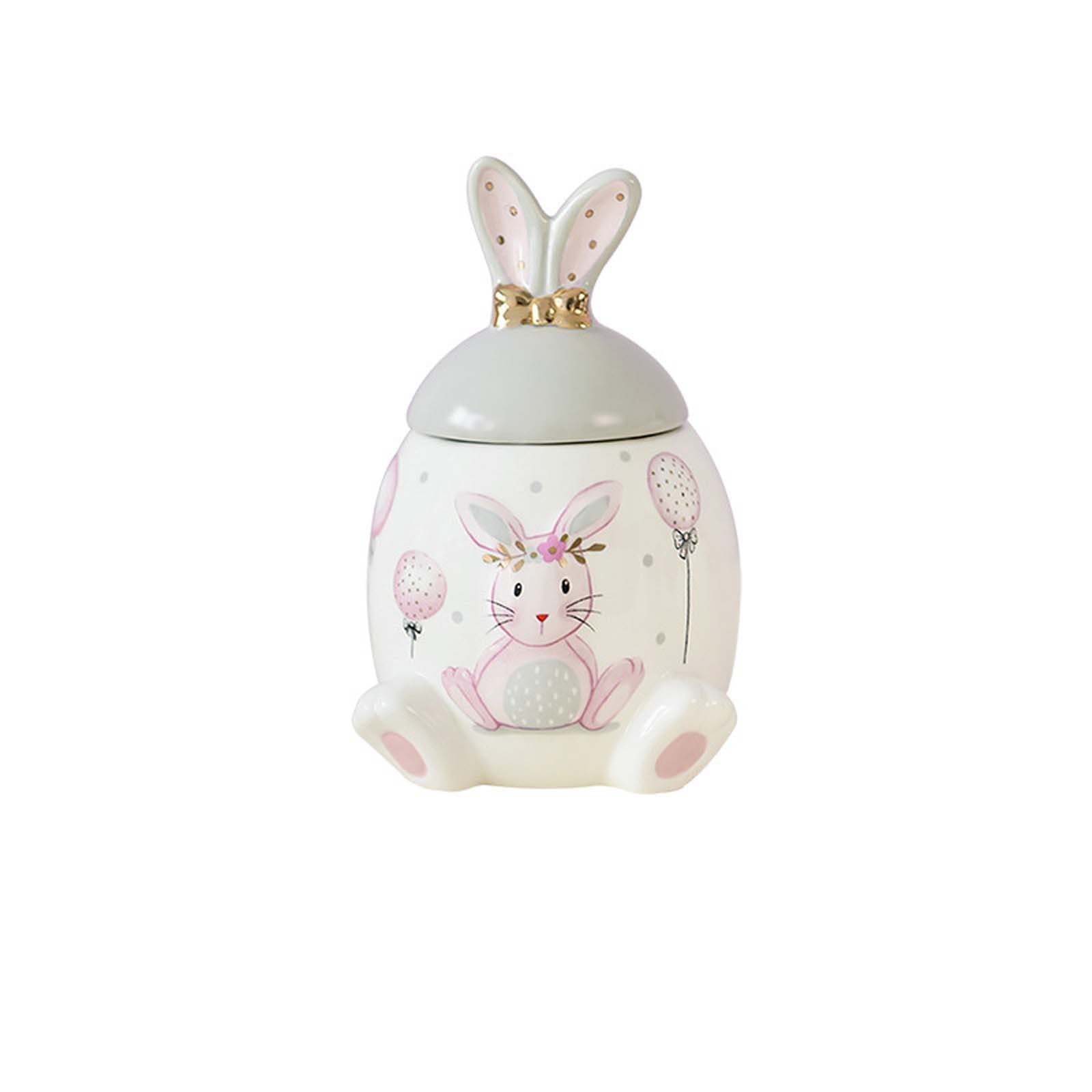 Zedker Ceramics Easter Bunny Cookie Jar, Pastel Pink Canister With ...