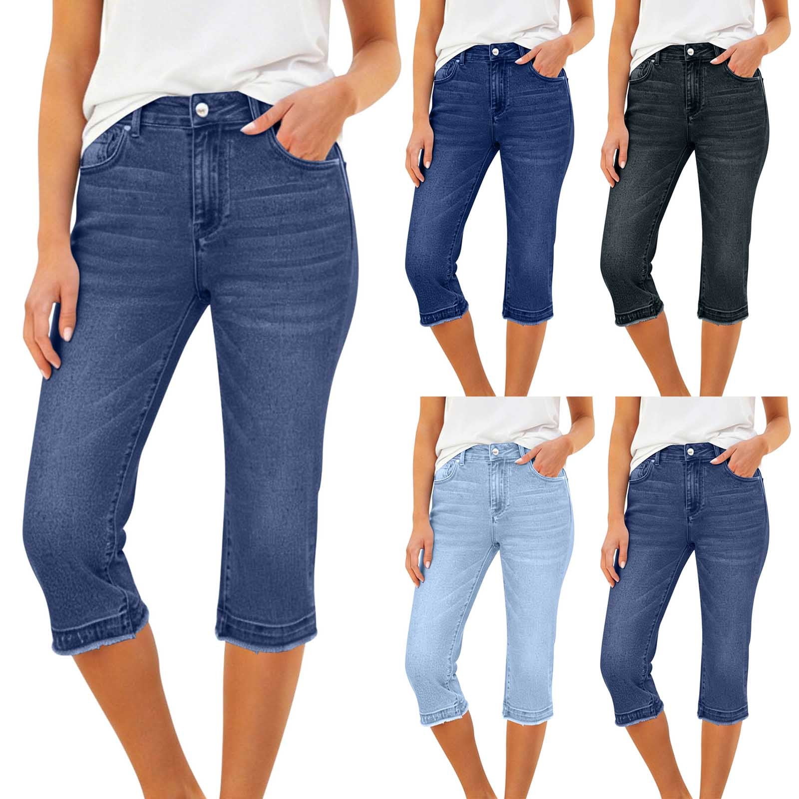 Zedker Fashion 2026 Plus Size Women's Denim Capri Jeans Stretch Pull On ...