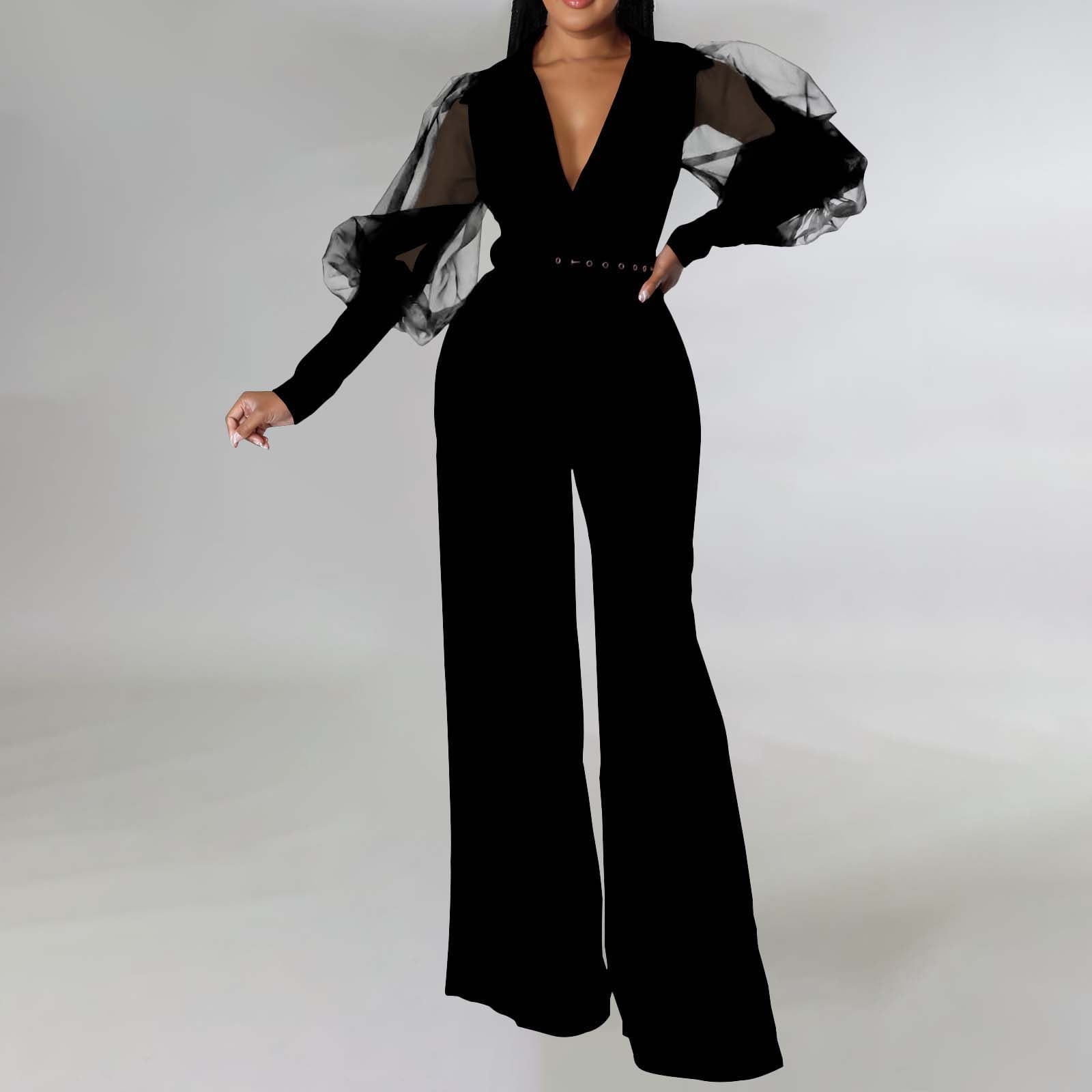 Zedker Jumpsuits for Women Formal Elegant Long Straight Pants Business ...