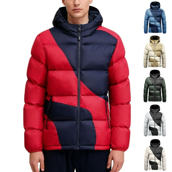 Zedker Men's Lightweight Puffer Jacket Winter Quilted Color Block ...
